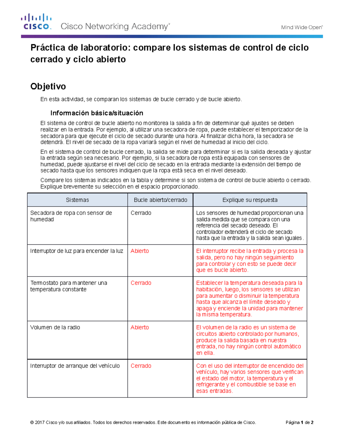 1.1.3.10 Lab resuelto valverde gustavo - Compare Closed-Loop and Open-Loop Control Systems - Studocu