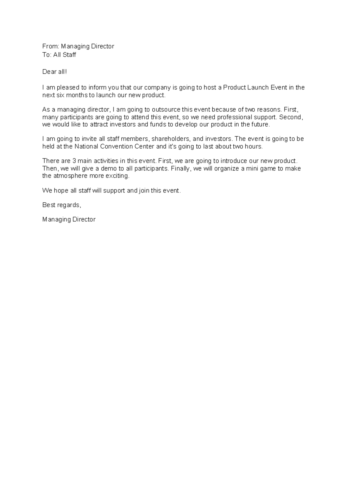 Unit 1: Corporate Events - Product Launch Announcement - Studocu