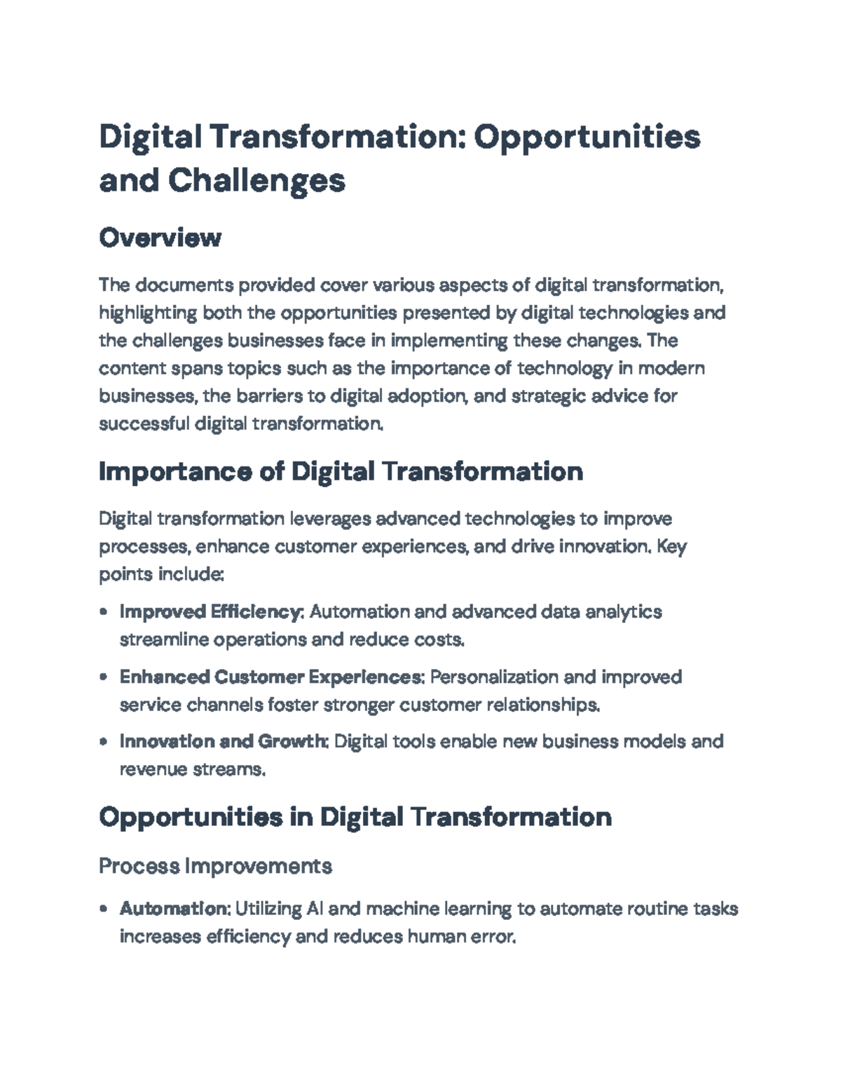 Digital Transformation: Opportunities and Challenges Overview - Digital ...