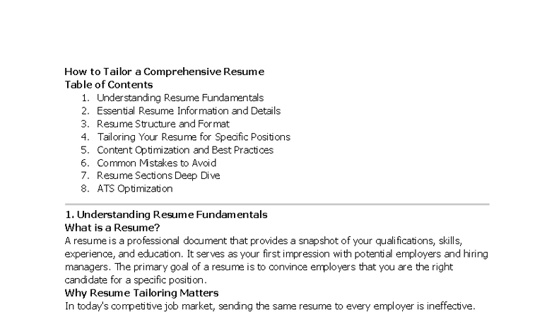 How to Tailor a Comprehensive Resume - Understanding Resume ...