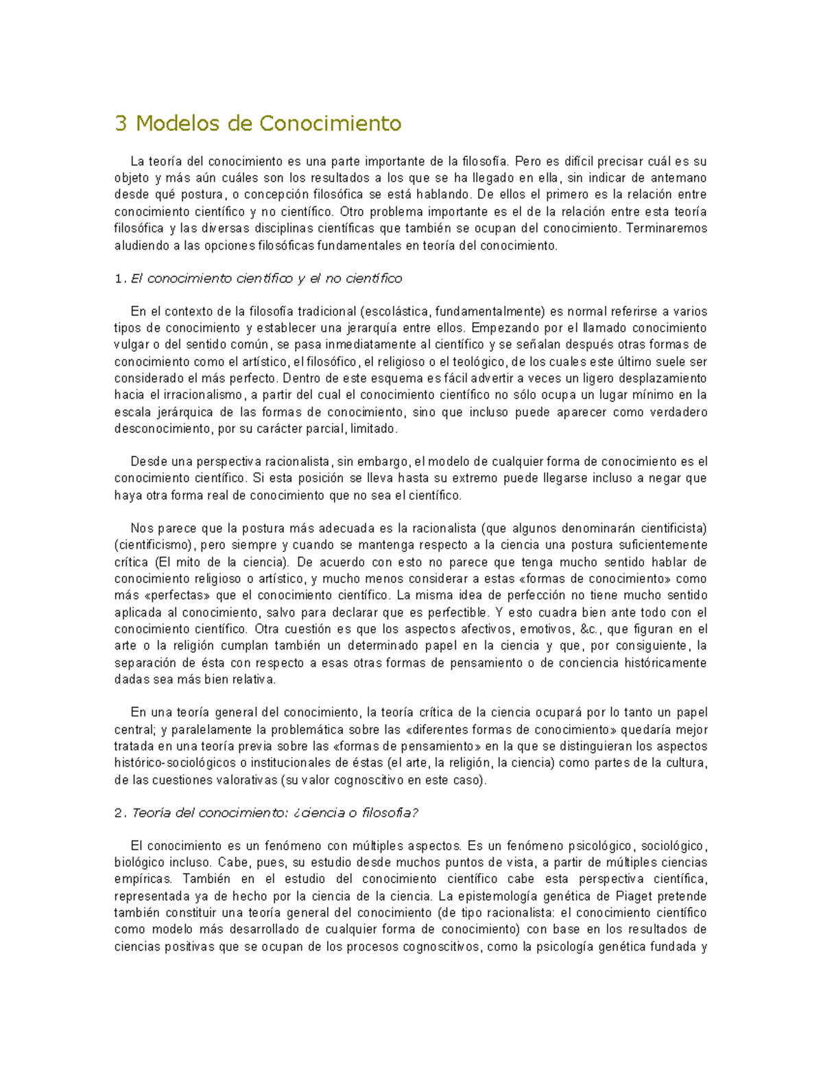 Modelos de Conocimiento en Filosofía: Análisis de 3 Enfoques Teóricos ...