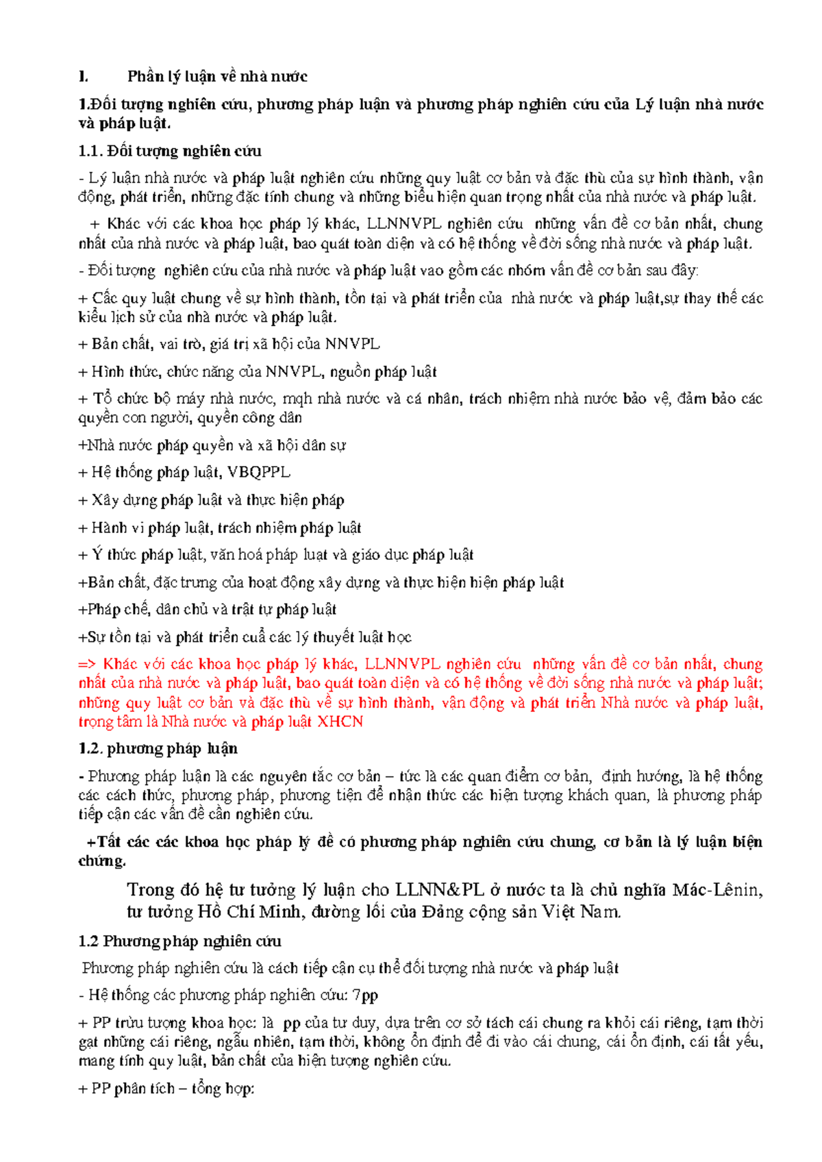 Đề cương Lý luận Nhà nước và Pháp luật (Mã: LLNNVPL) - Studocu