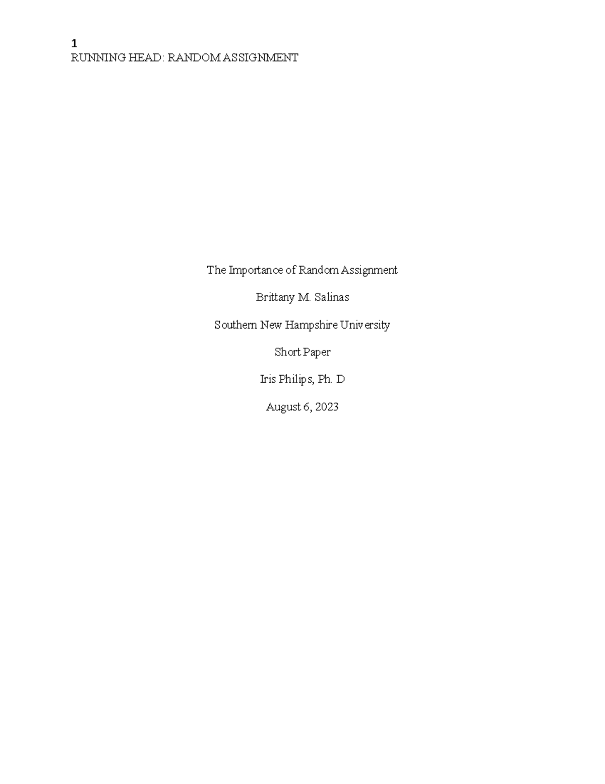 The Significance of Random Assignment in Experimental Research - Studocu