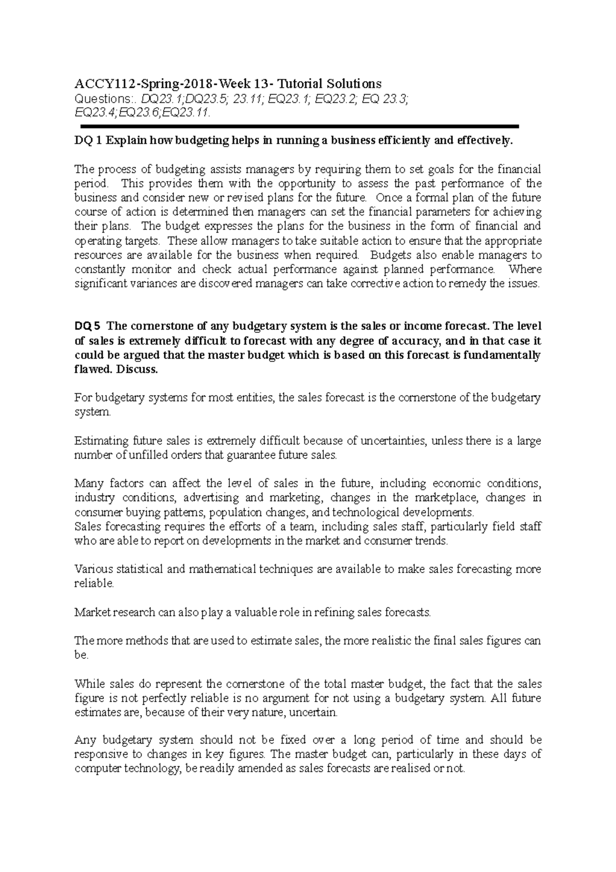 Tutorial Solution Week 13 - ACCY112-Spring-2018-Week 13- Tutorial ...