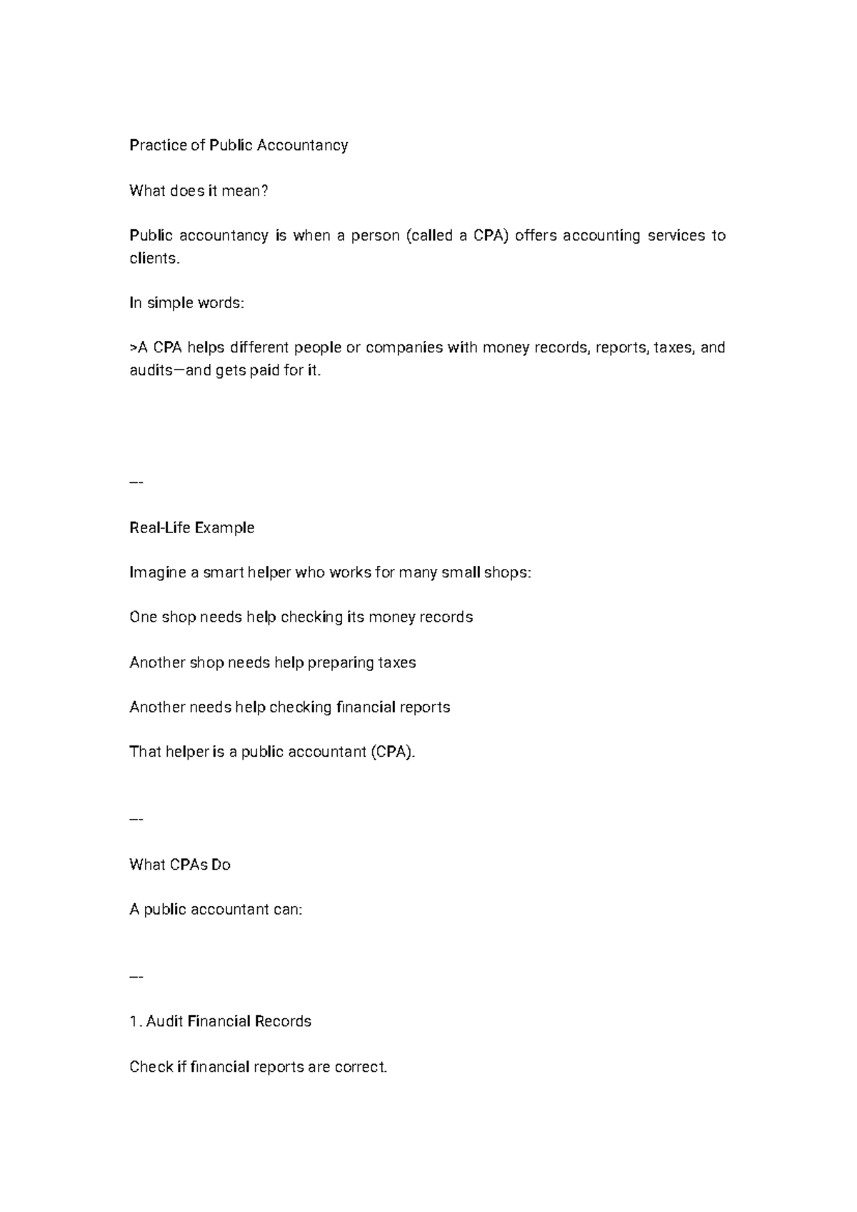 Practice of Public Accountancy - Lecture Notes - Studocu