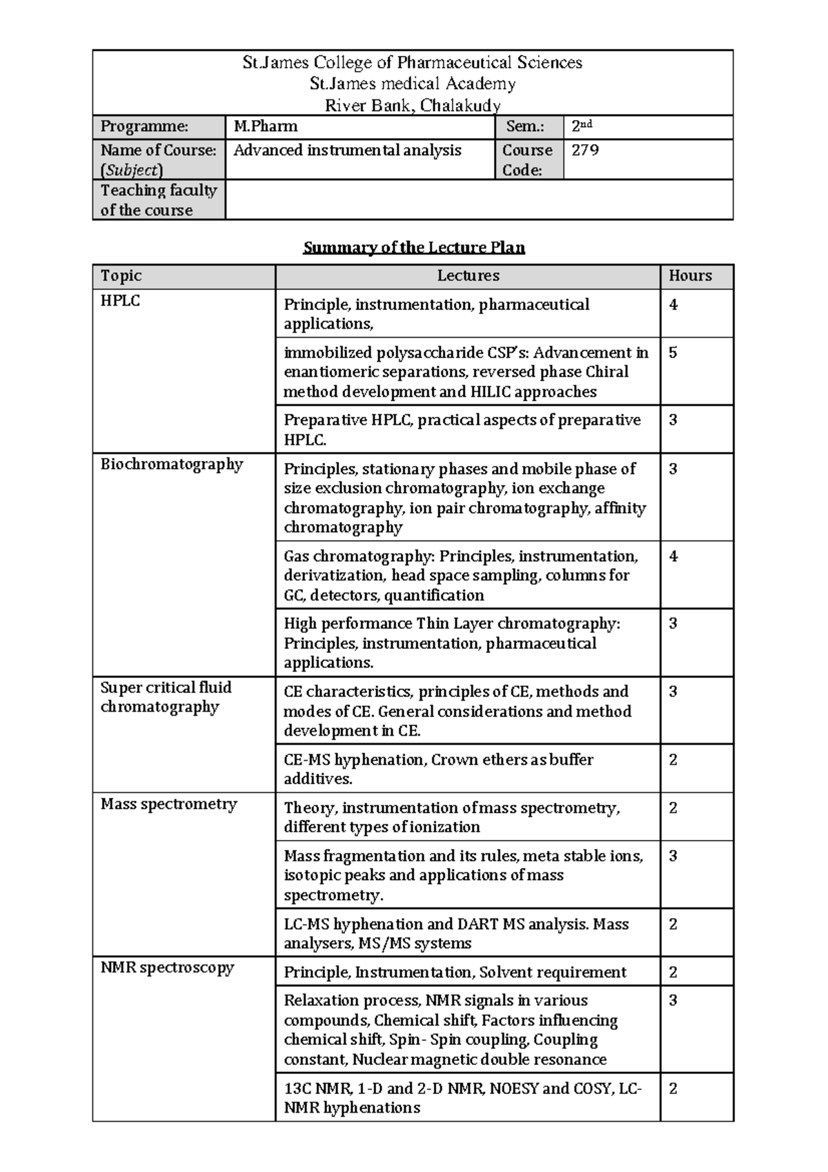 MPA 201T Advanced Instrumental Analysis Lecture Summary - Studocu