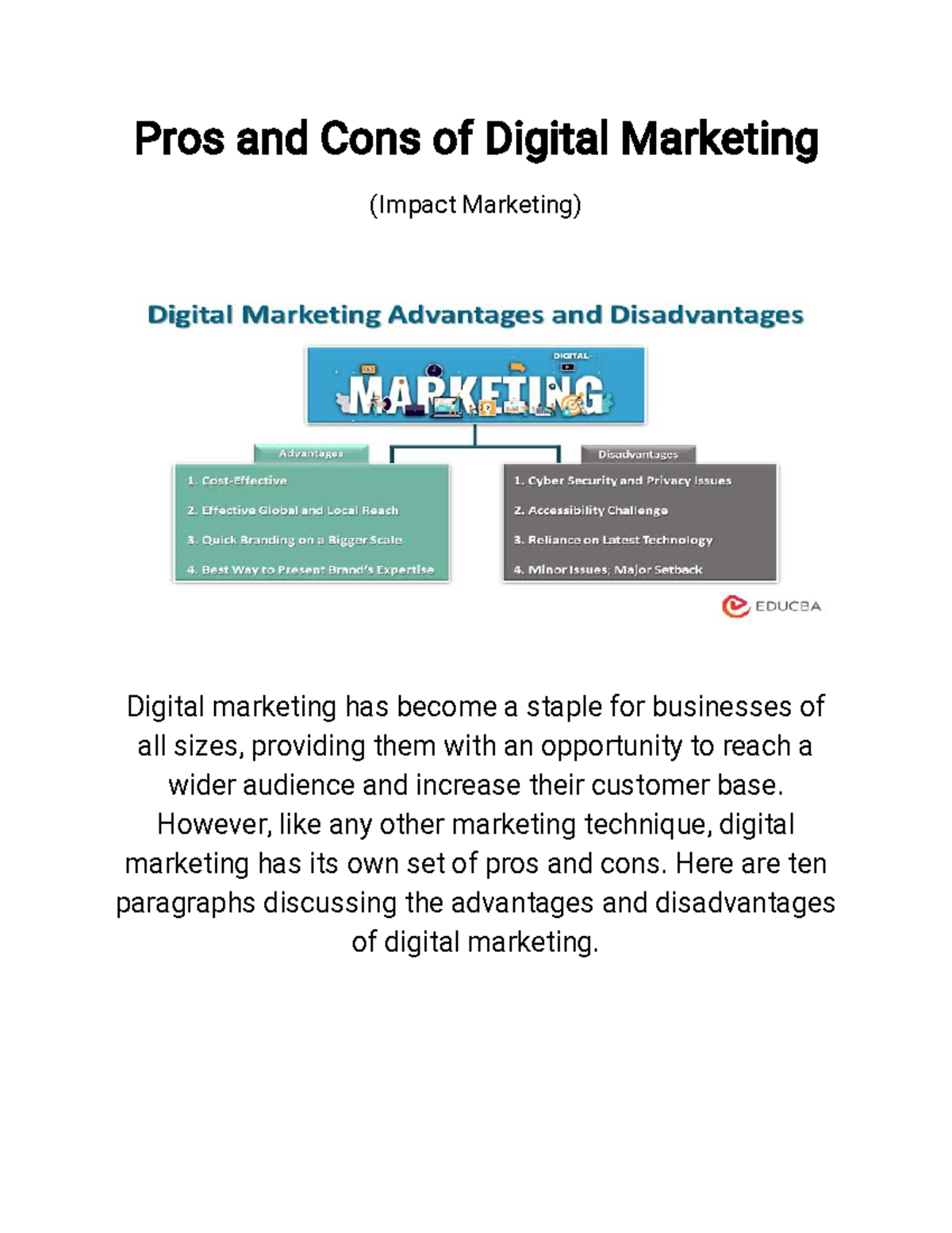 Pros and Cons of Digital Marketing - Pros and Cons of Digital Marketing ...