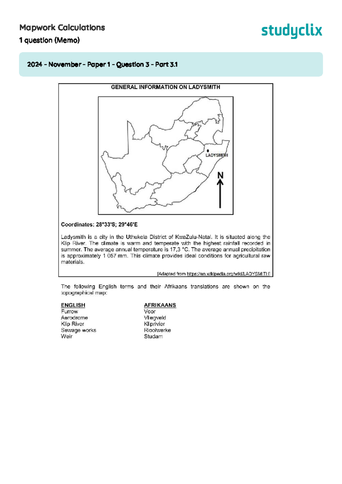 Mapwork Calculations 2024 Nov Paper 1 Q3 Memo & Tips - Studocu