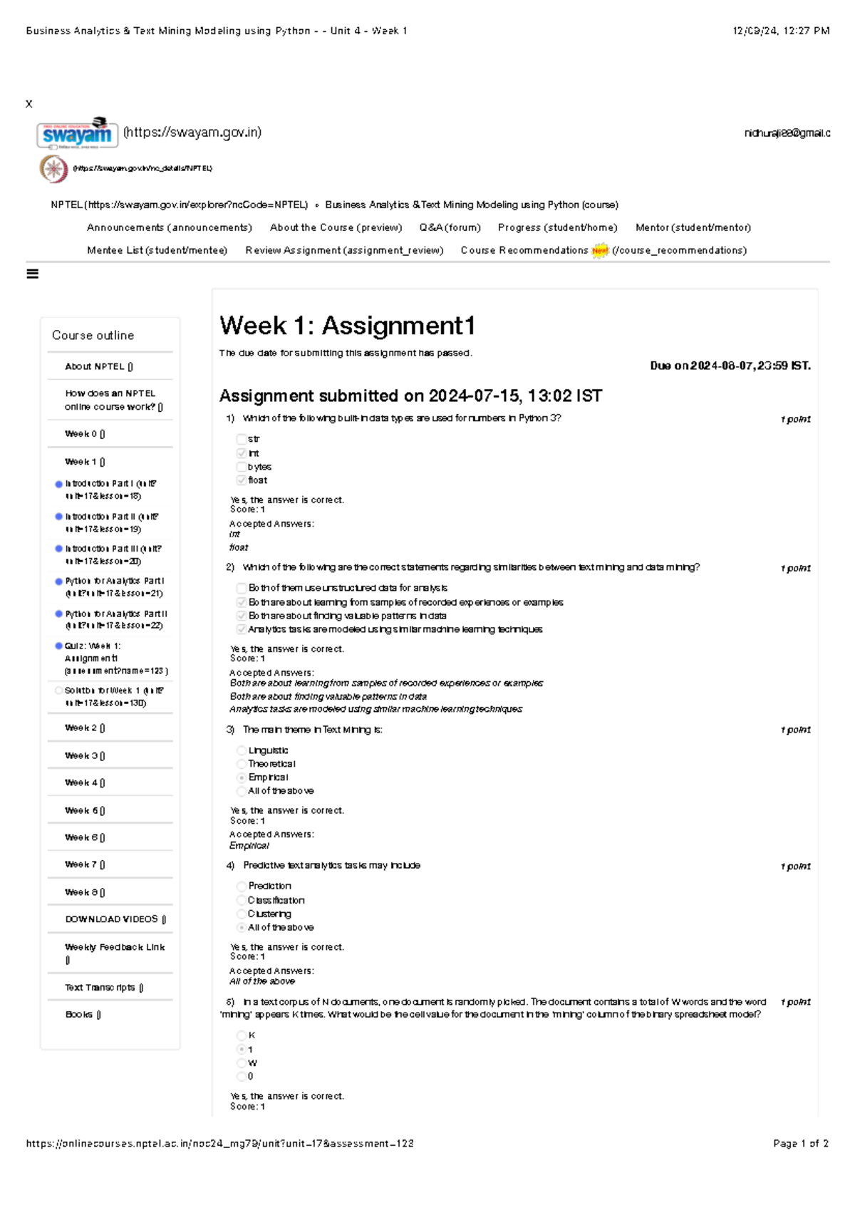 Assignment 1 - Business Analytics & Text Mining Modeling (Unit 4) - Studocu