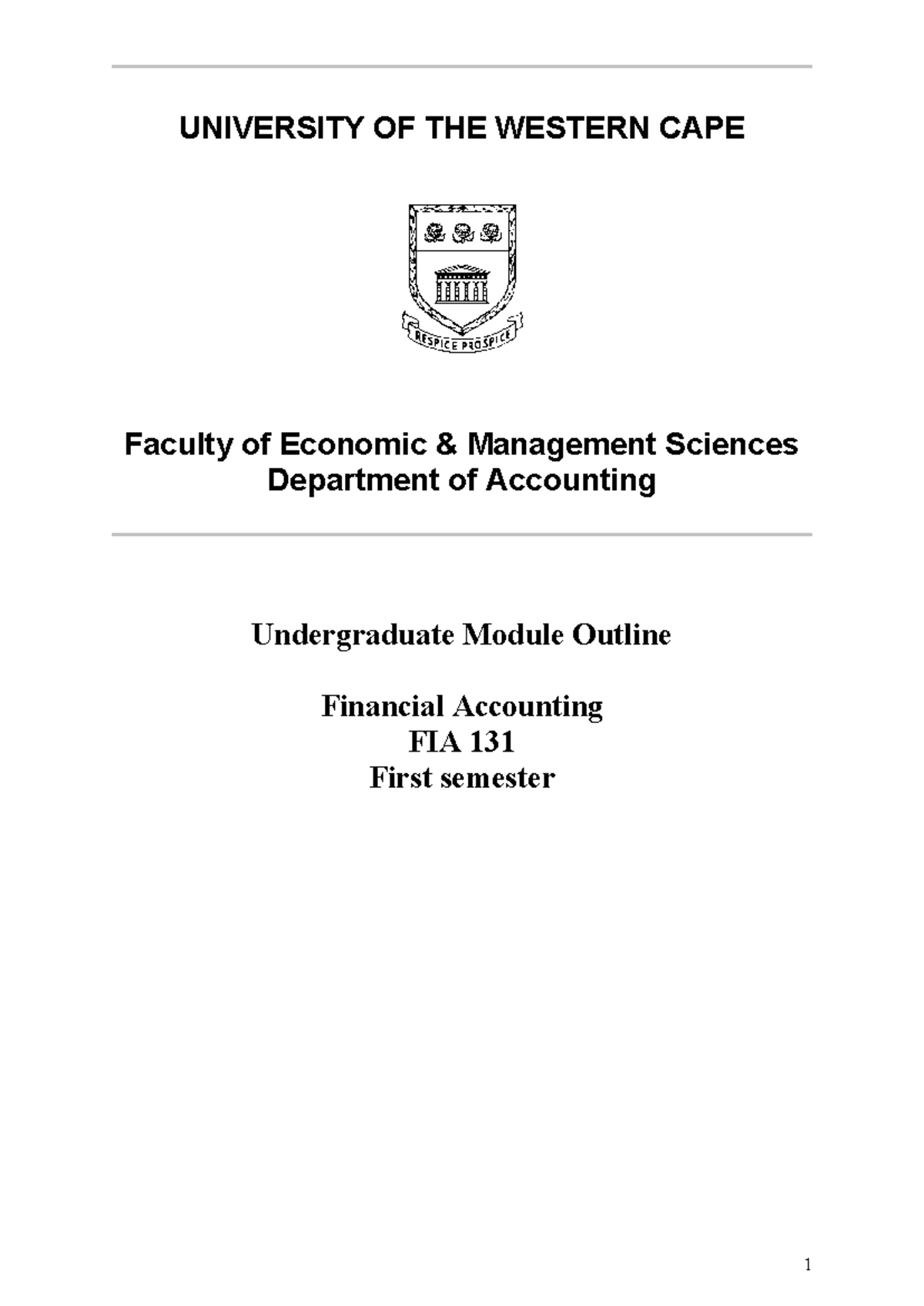 FIA 131 Financial Accounting Course Outline for 2024 - Studocu