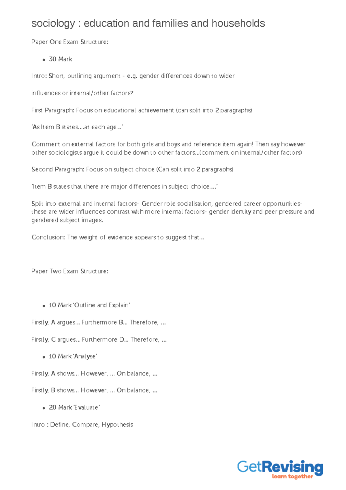 Sociology 101: Education & Families - Comprehensive Study Notes - Studocu