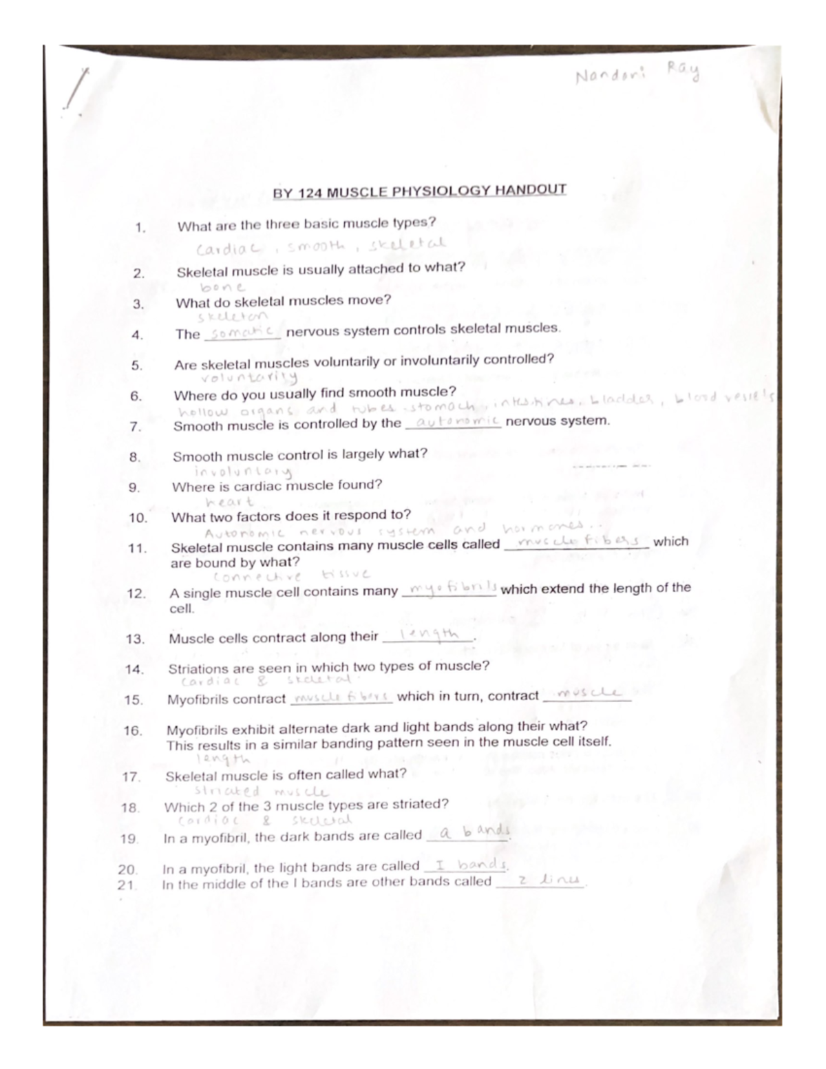 BY 124 Muscle Physiology Final Exam Study Notes and Handout - Studocu