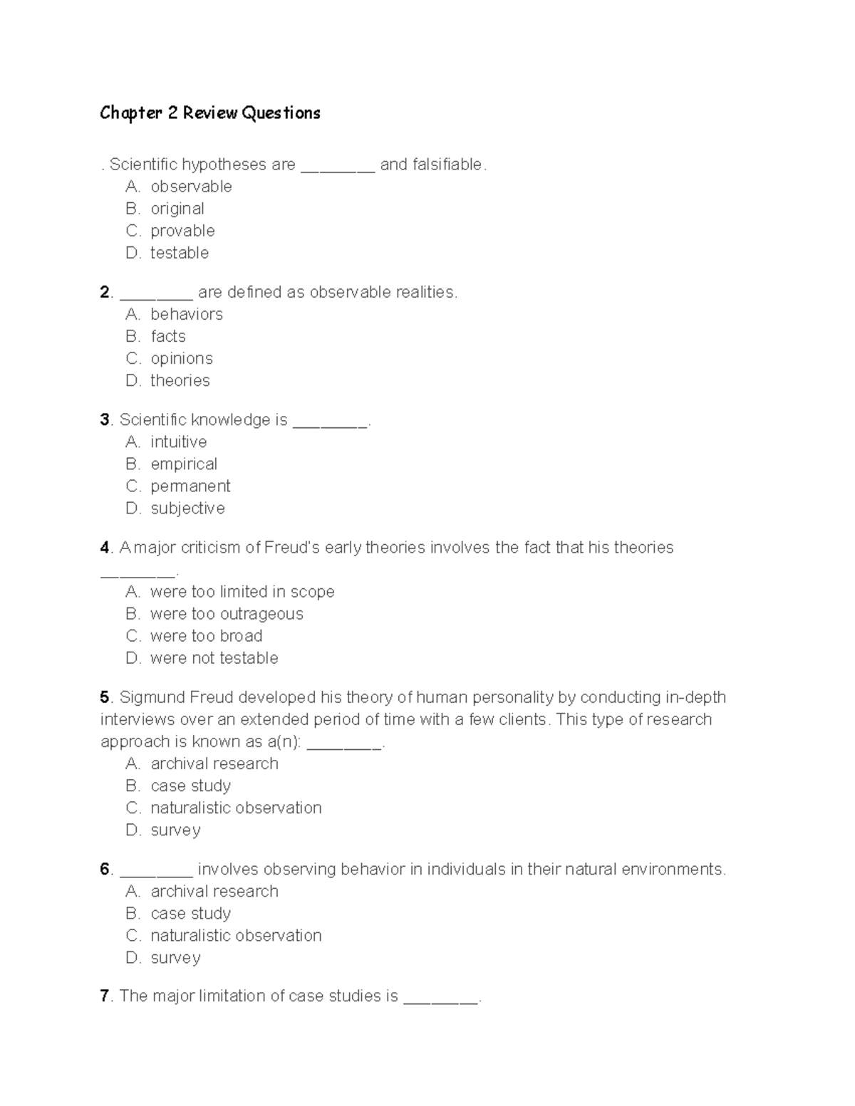 PSY101 Chapter 2 Review Questions and Answers for Study - Studocu