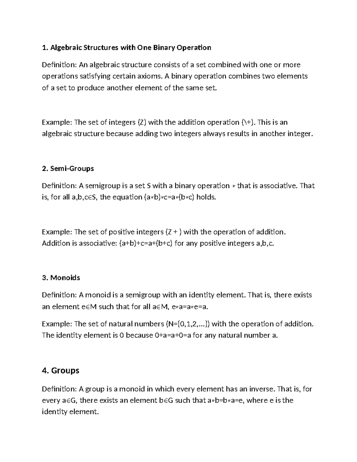 Unit 3 - Algebraic Structures and Operations Notes - Studocu