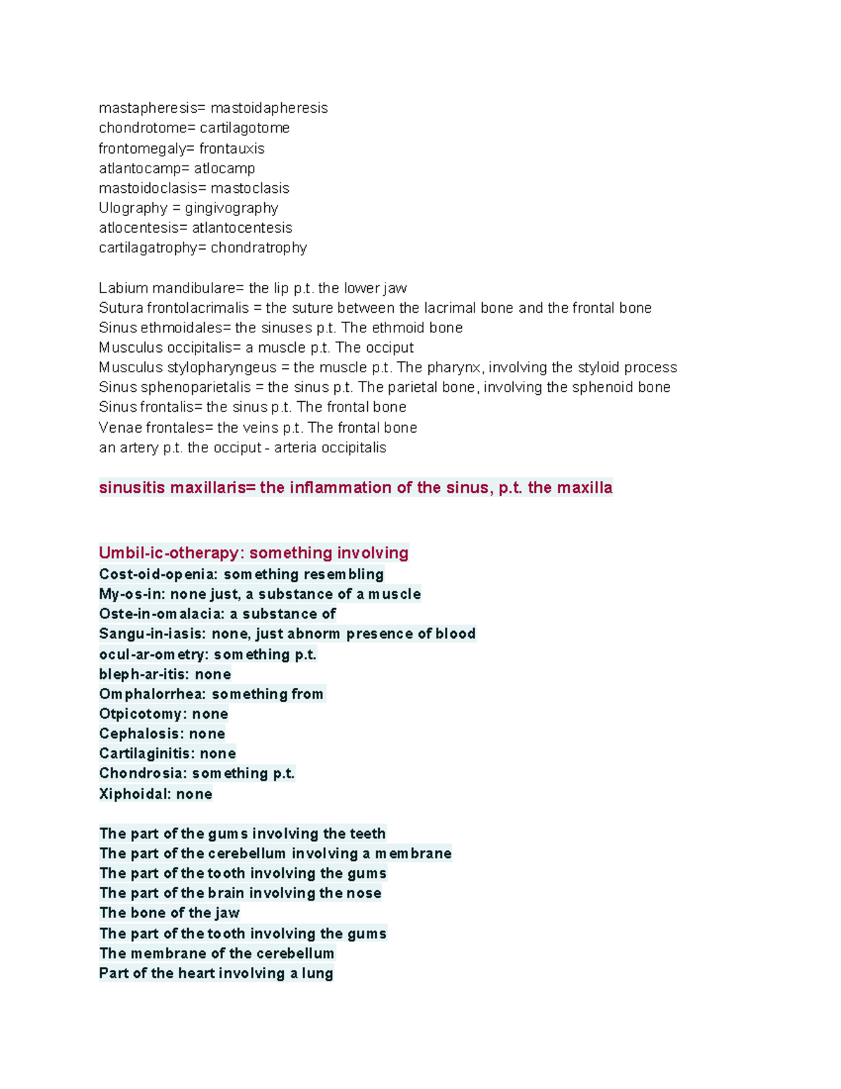 Med Term Notes (Course Code: MT101) - Exercises from Weeks 1-5 - Studocu