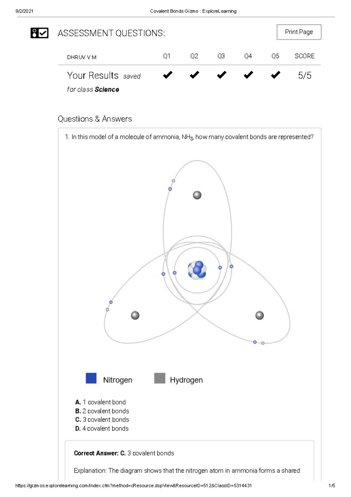 COV 101: Covalent Bonds 5 Mark Test Answers and Solutions - Studocu