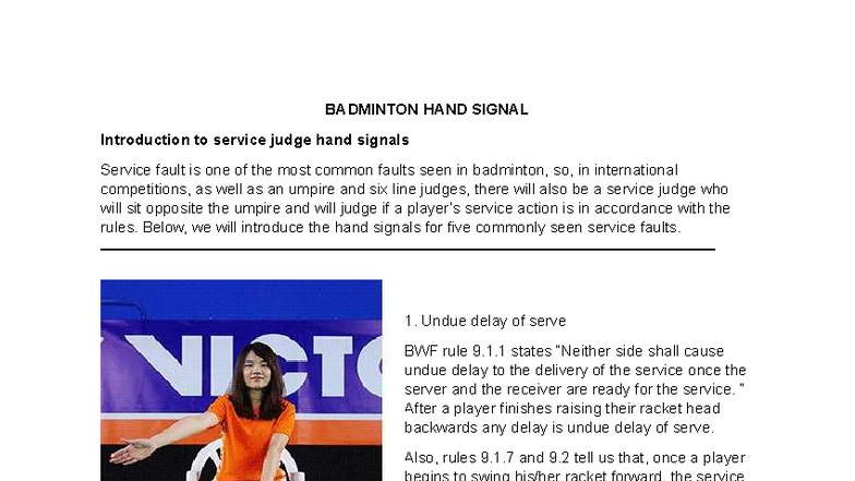 Badminton-hand-signals - BADMINTON HAND SIGNAL Introduction to service ...
