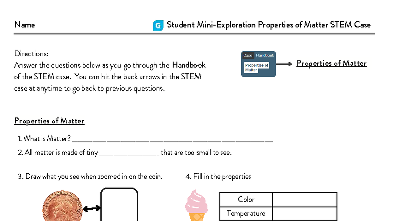 STEM Case Study: Properties of Matter Mini-Exploration - Studocu