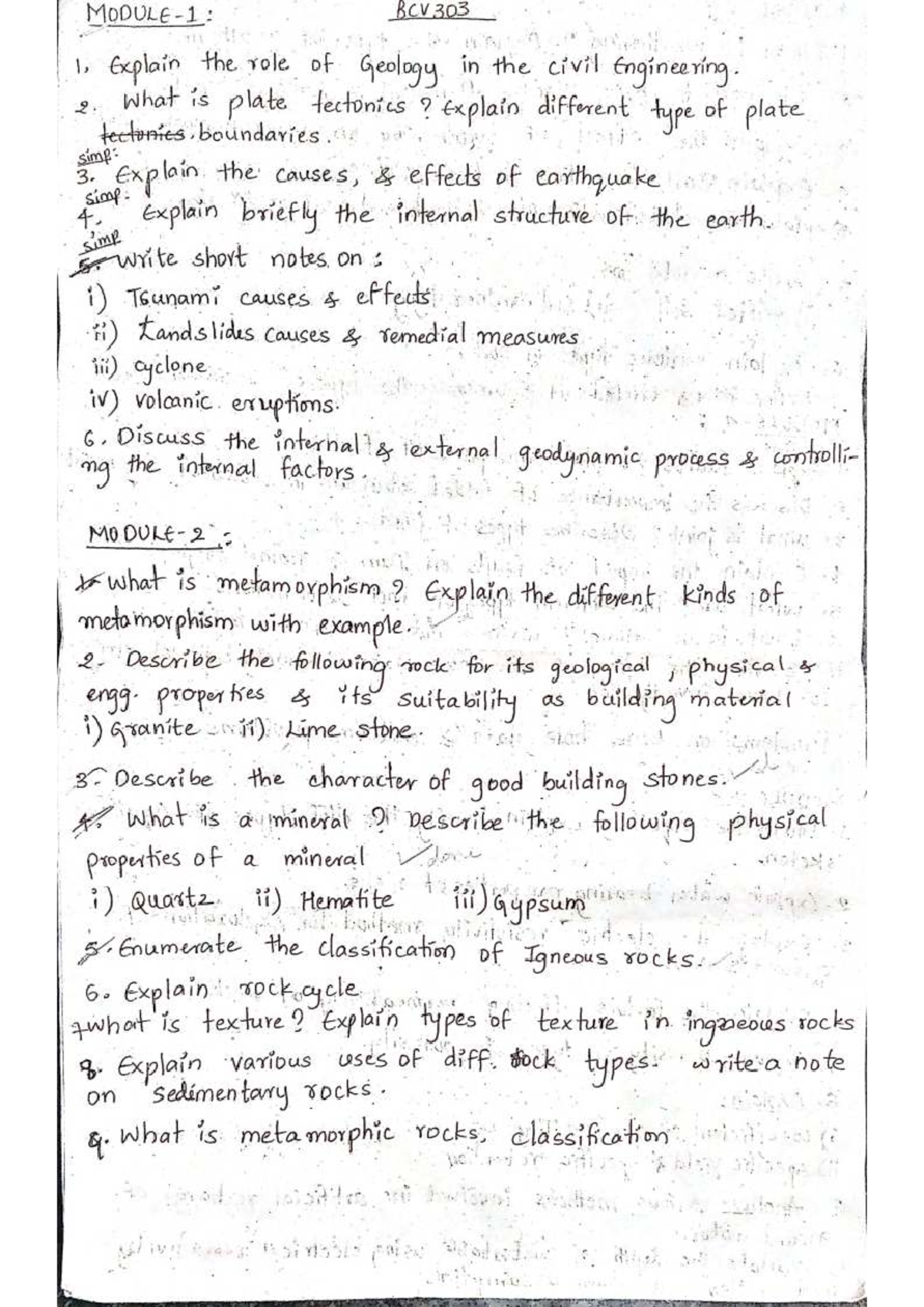 BCV303 Geology: Key Concepts & Impacts on Civil Engineering - Studocu