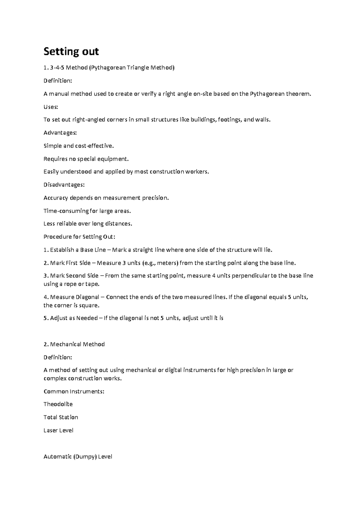 Methods of Setting Out a Building: 3-4-5, Square, Theodolite Techniques ...