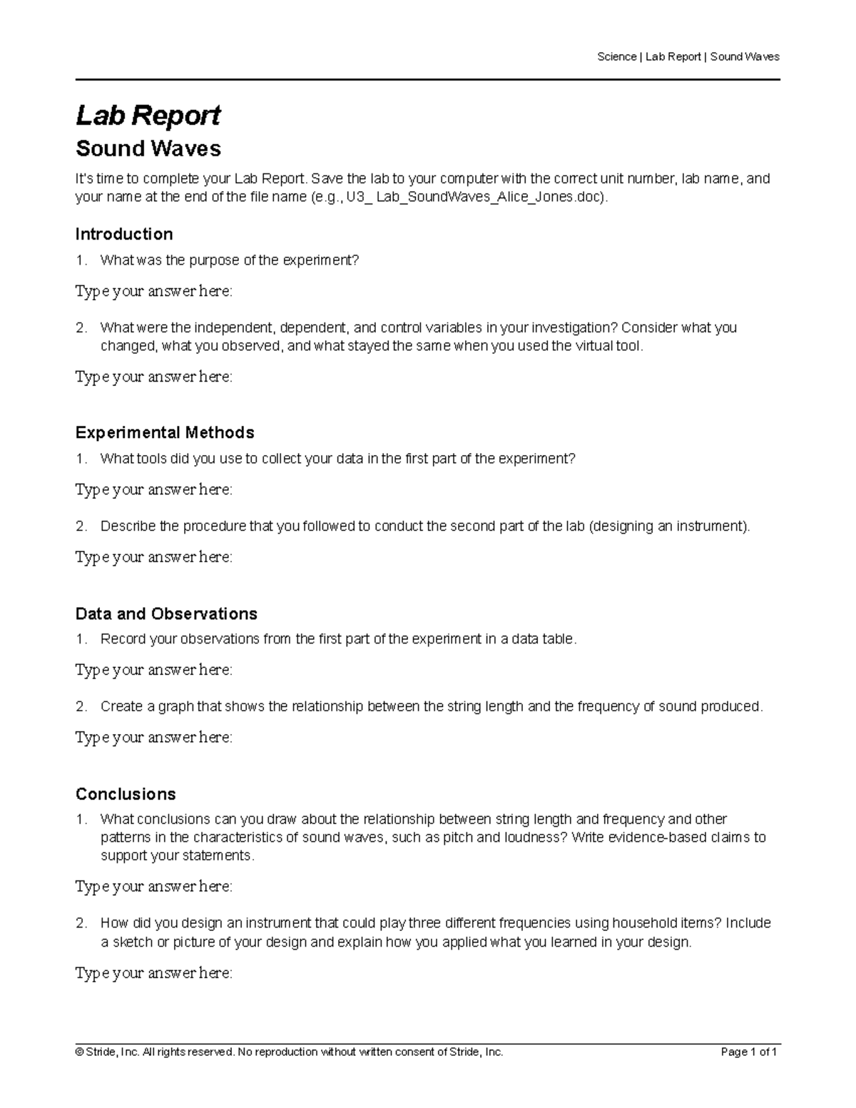 Lab Report: Investigating Sound Waves - Course 9213 - Studocu