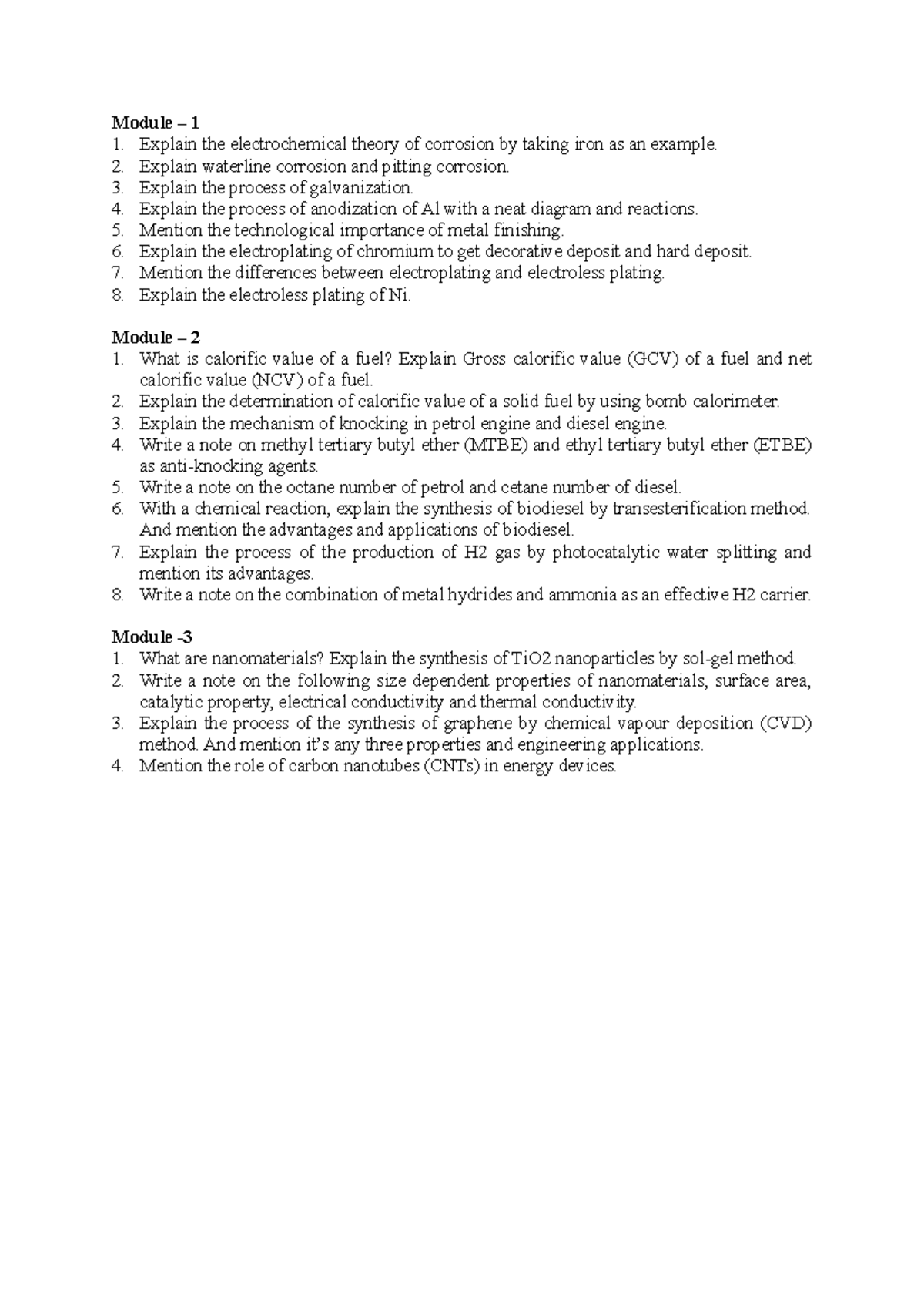 Electrochemistry & Nanomaterials: Module 1 & 2 Study Guide - Studocu