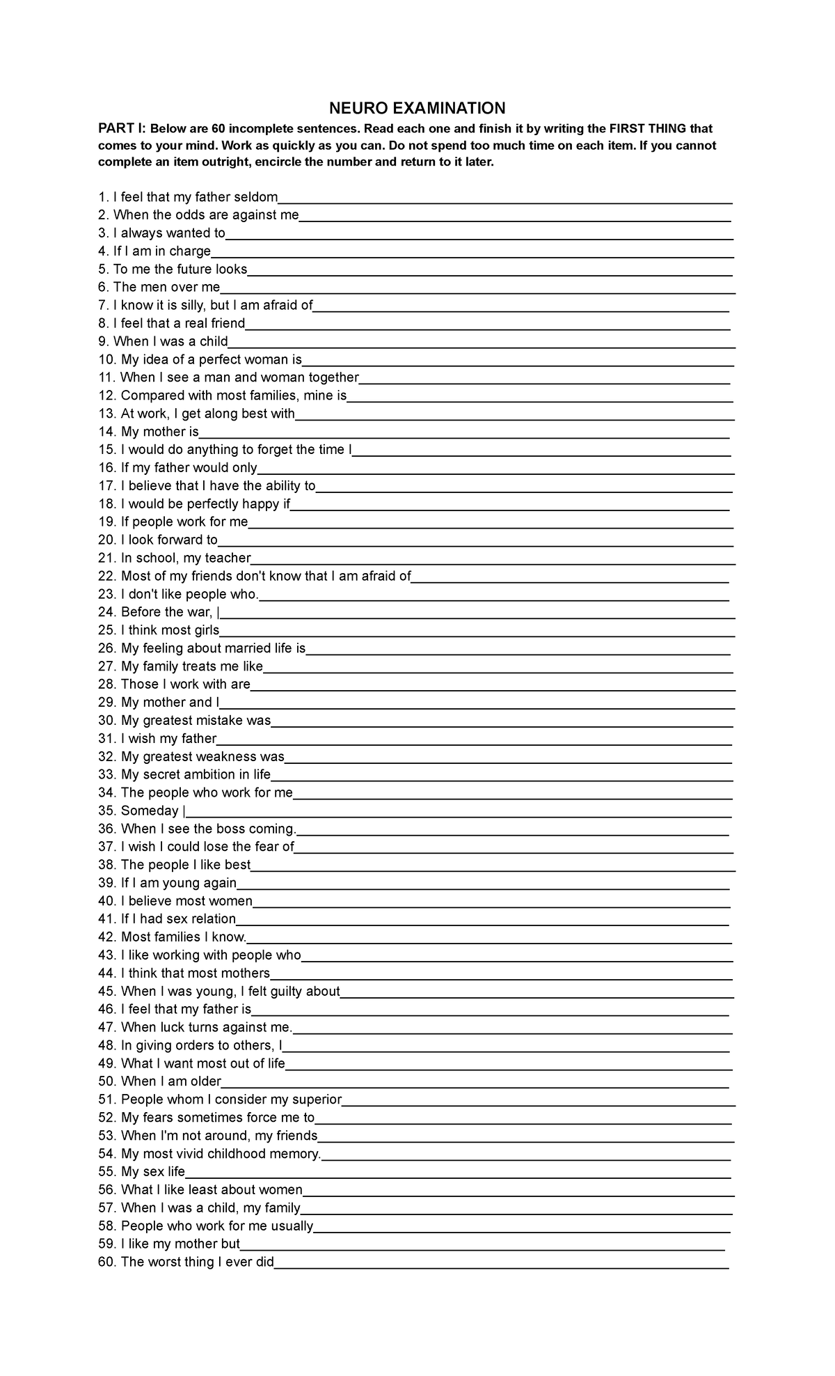 NEURO 101: Neuro Examination - Exam Template and Response Guide - Studocu