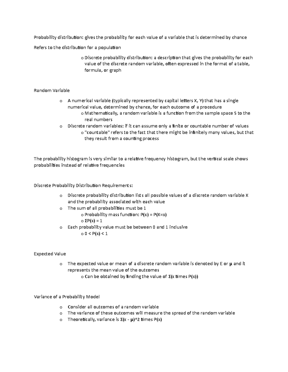 Probability Distributions (discrete) - Probability distribution: gives the probability for each ...