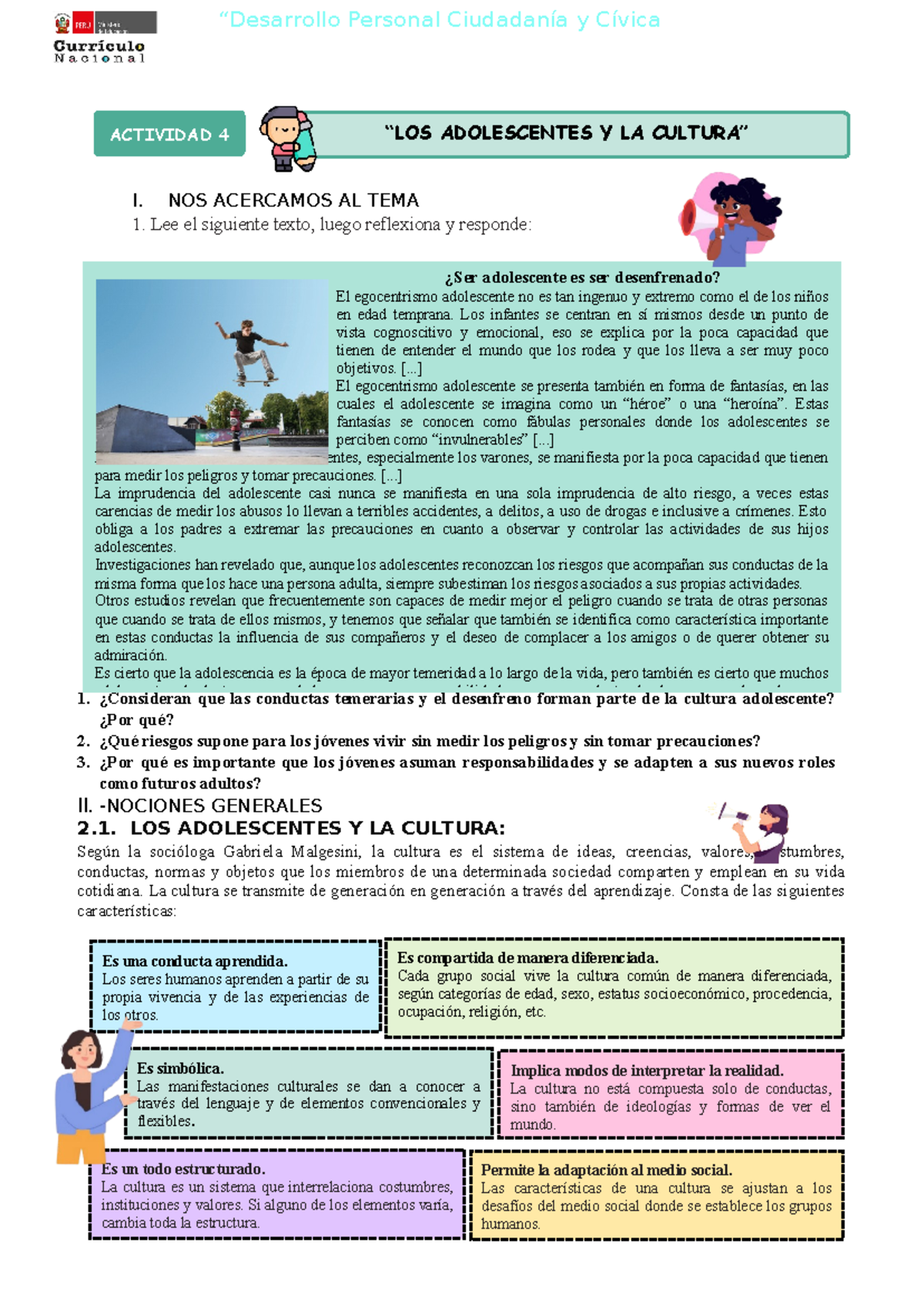 4° DPCC - ACTV.04-UNI.1 2024: Reflexiones sobre Adolescencia y Cultura - Studocu