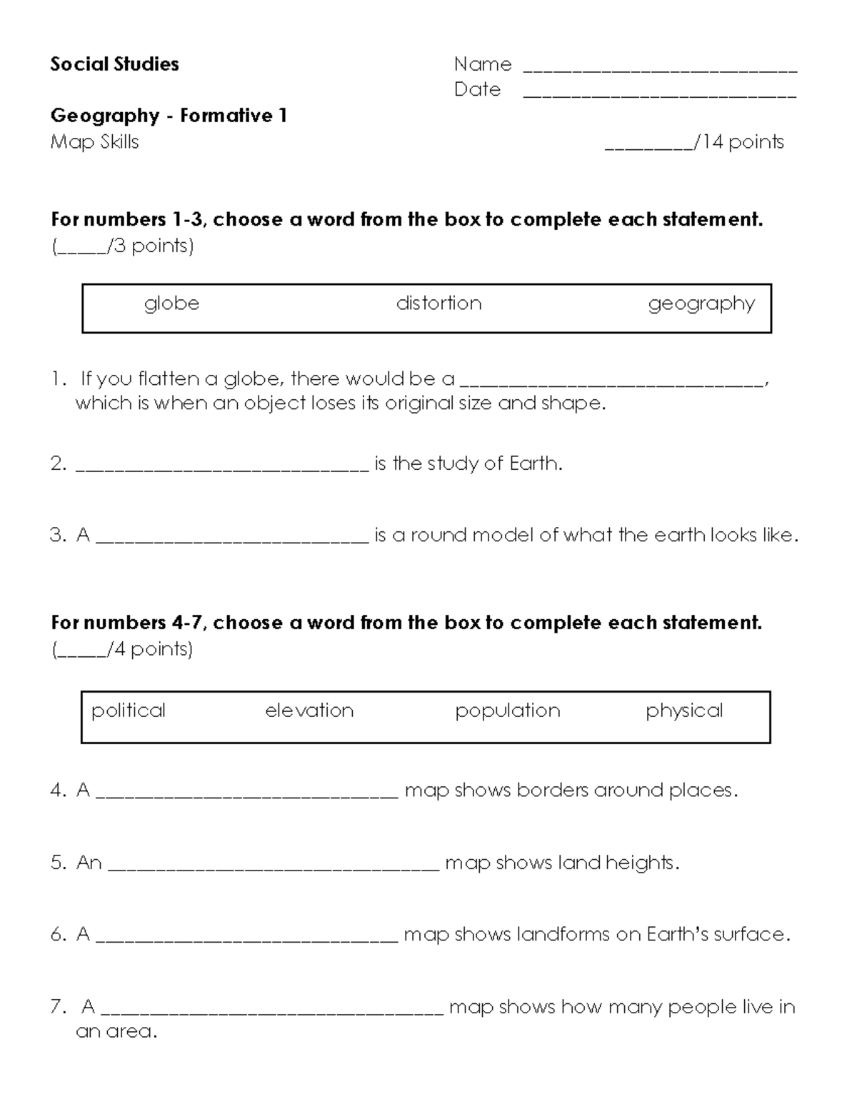 Geography Formative Assessment 1: Map Skills Exercises - Studocu
