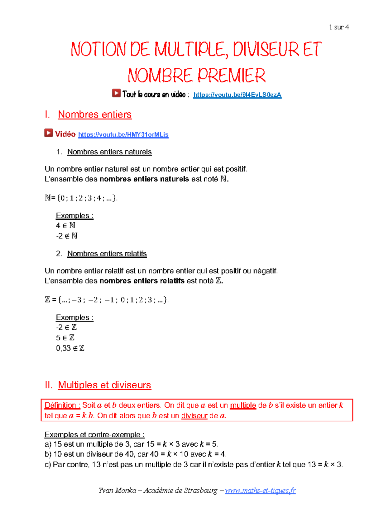19Nombre Entier M - NOTION DE MULTIPLE, DIVISEUR ET NOMBRE PREMIER Tout ...