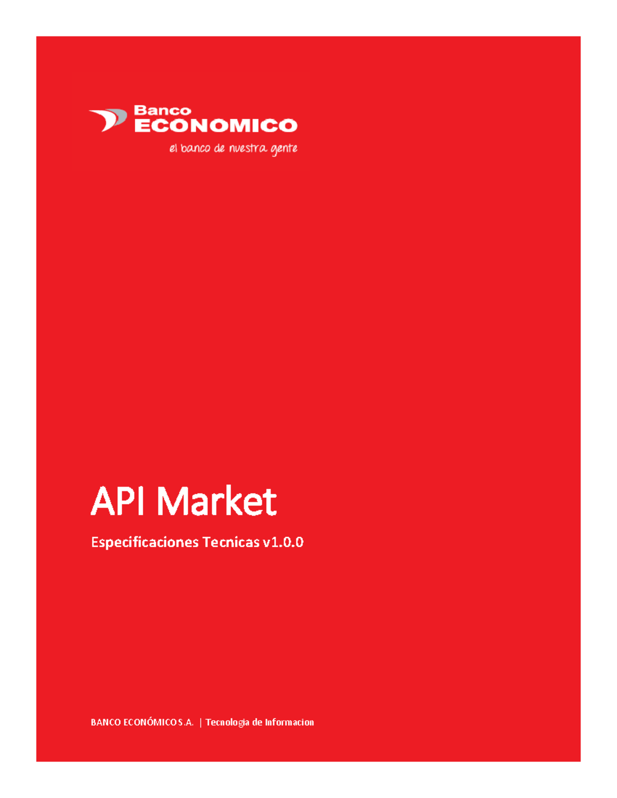 Especificaciones Técnicas de la API del Banco Económico - v1.0 - Studocu