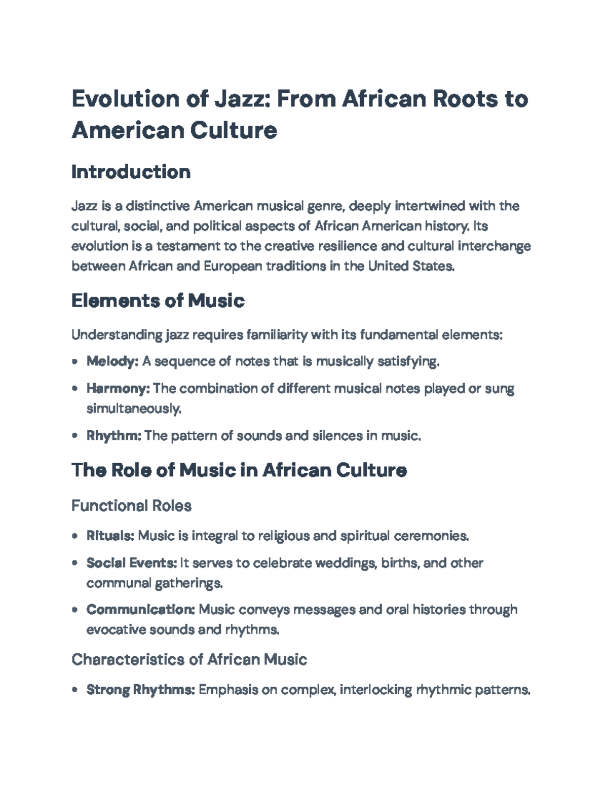 Evolution of Jazz: From African Roots to American Culture - Evolution ...