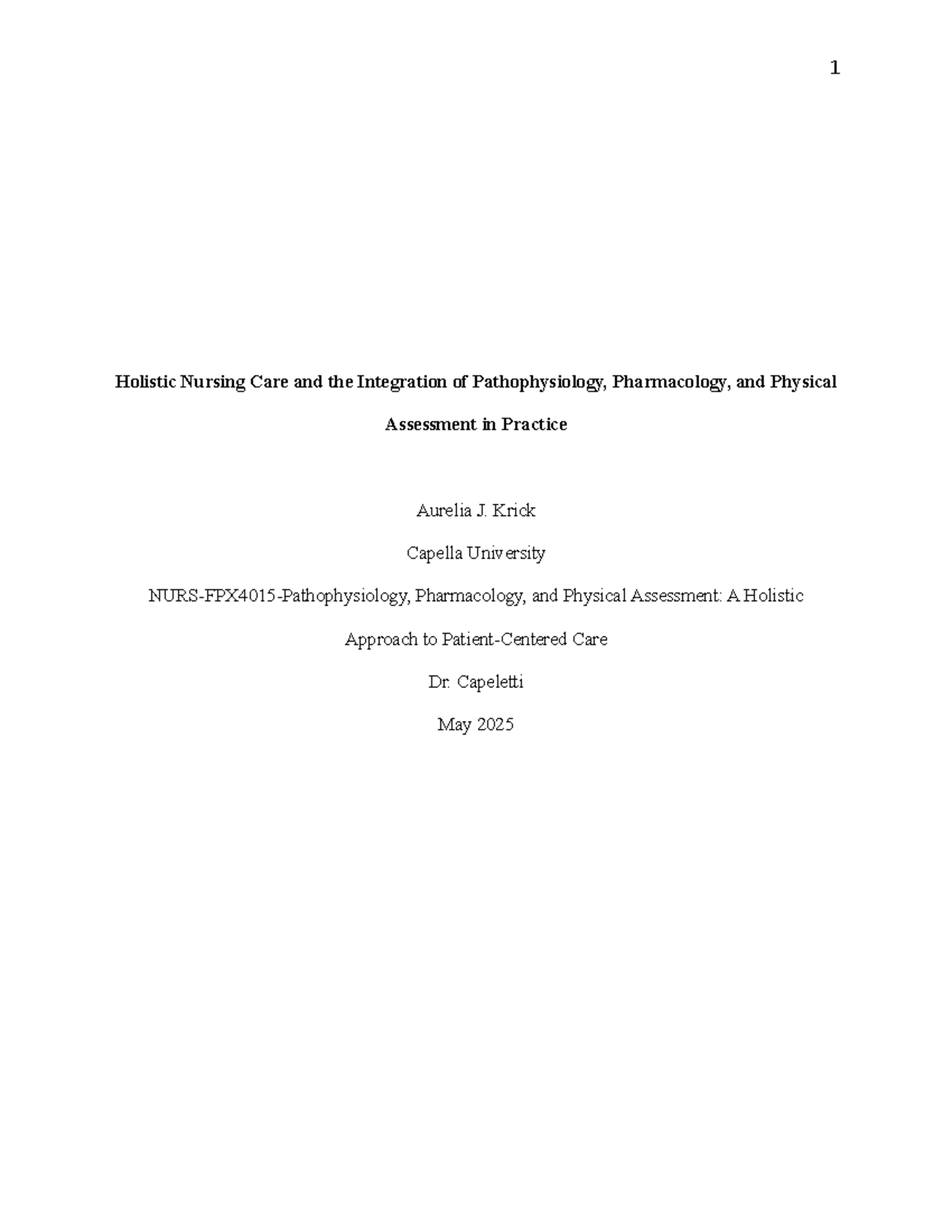 Holistic Nursing Care: Integrating Pathophysiology, Pharmacology ...