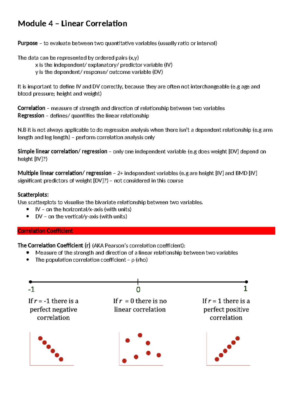 Module 4: Understanding Linear Correlation & Regression Analysis - Studocu