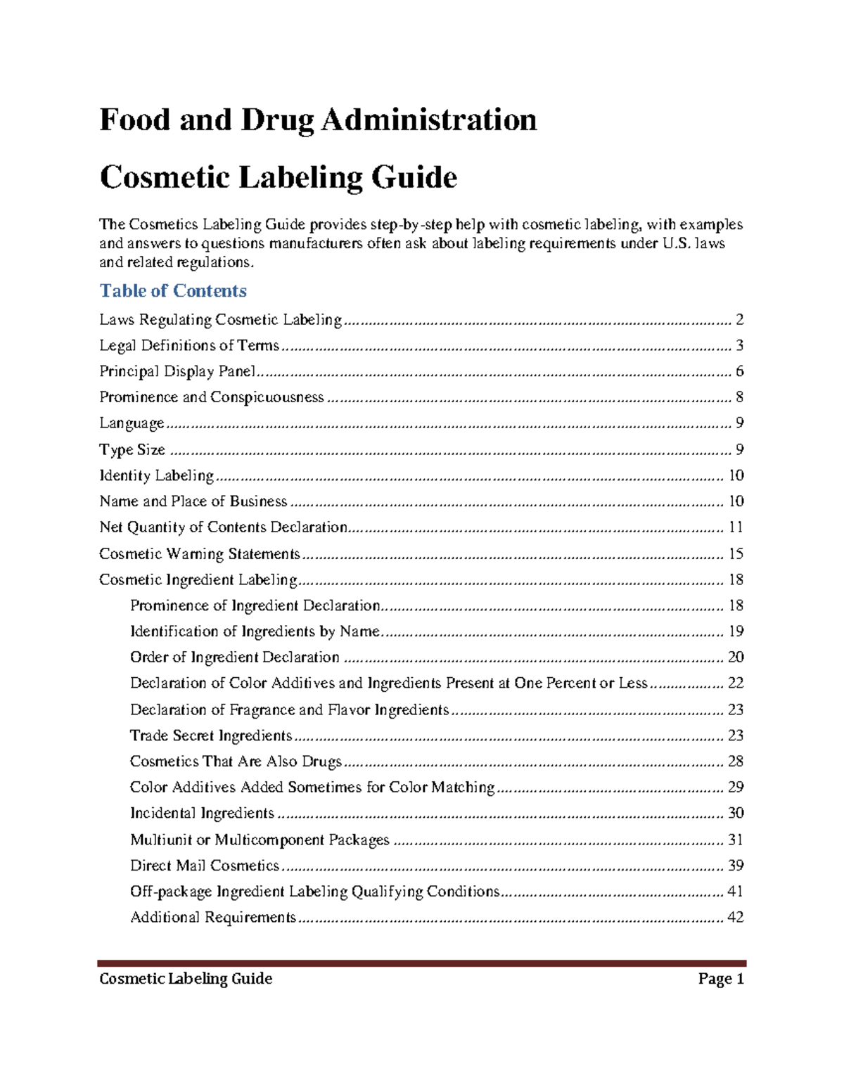 Cosmetics Labeling Guide: Compliance and Requirements Overview - Studocu