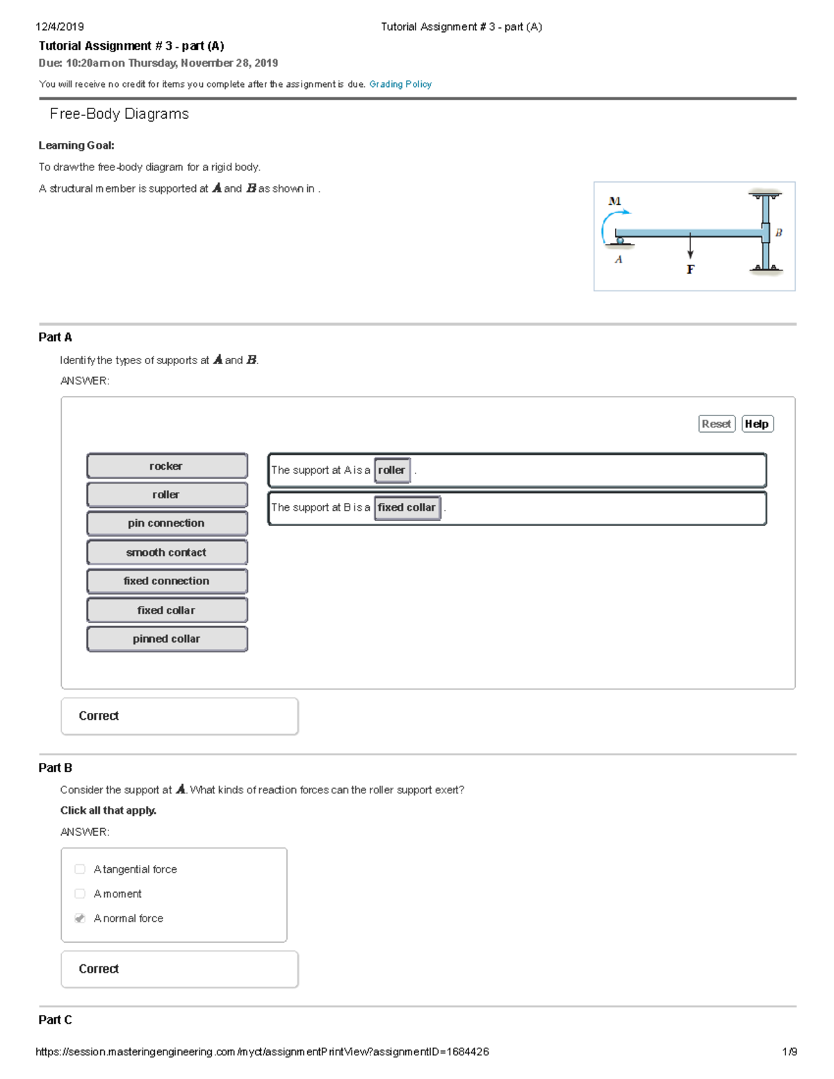 ES 1021 - Tutorial Assignment 3 Part A: Free-Body Diagrams ...