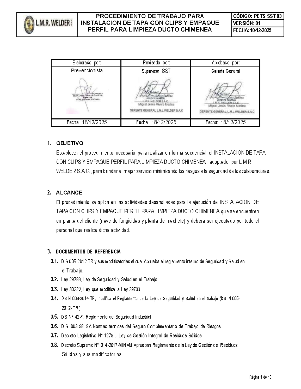 Procedimiento de Trabajo: Instalación de Tapa con Clips y Empaque ...