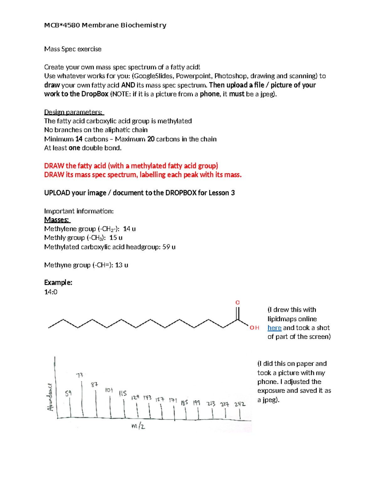 4580 Lesson 3 Mass Spec exercise - MCB*4580 Membrane Biochemistry Mass ...