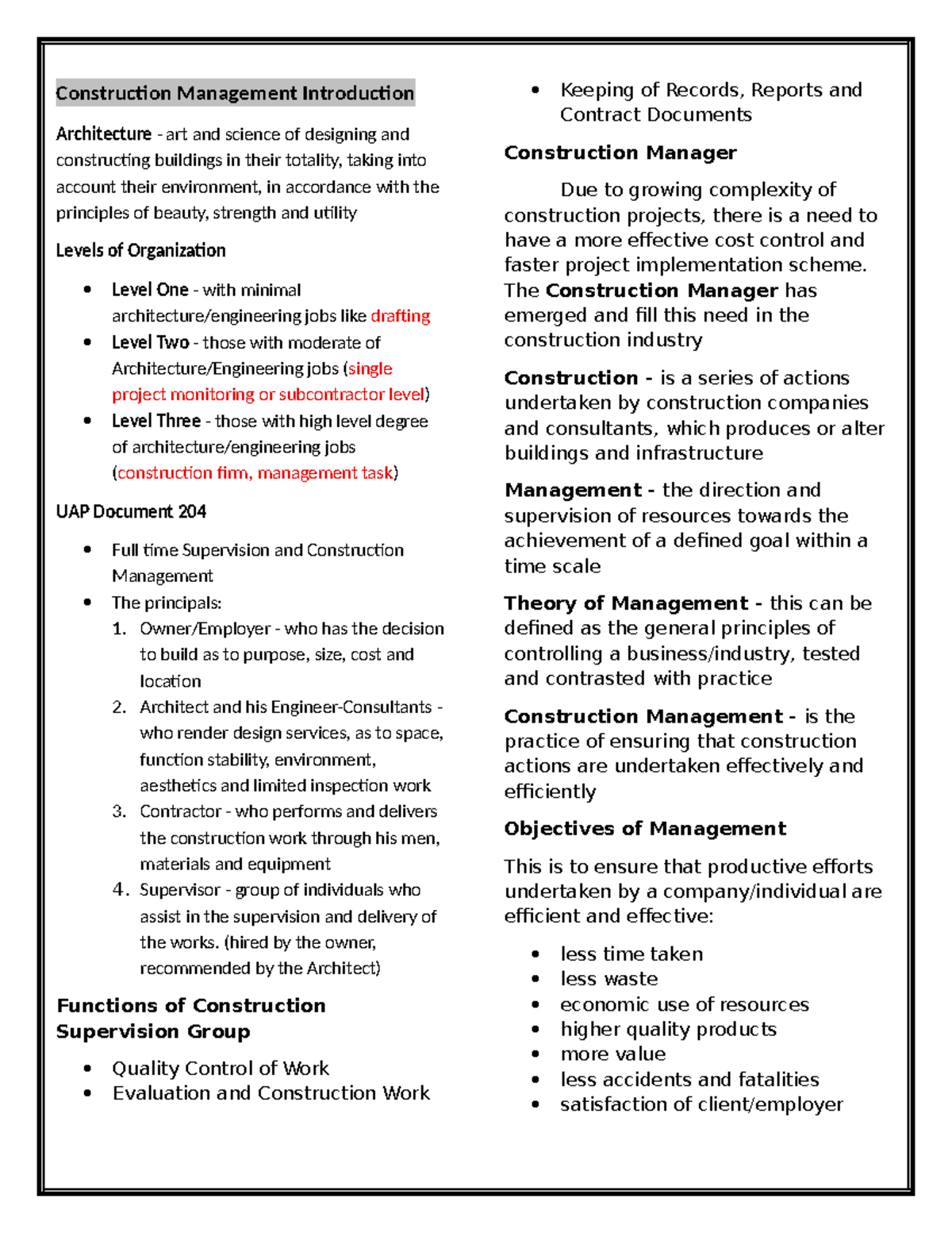 Construction Management: An Introduction to Architecture and ...