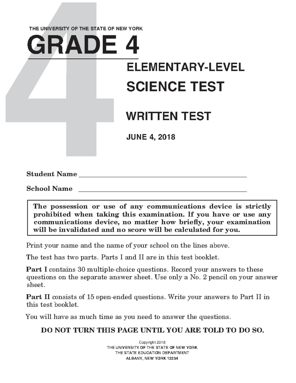 Grade 4 Science Test - Written Test June 4, 2018 - Studocu