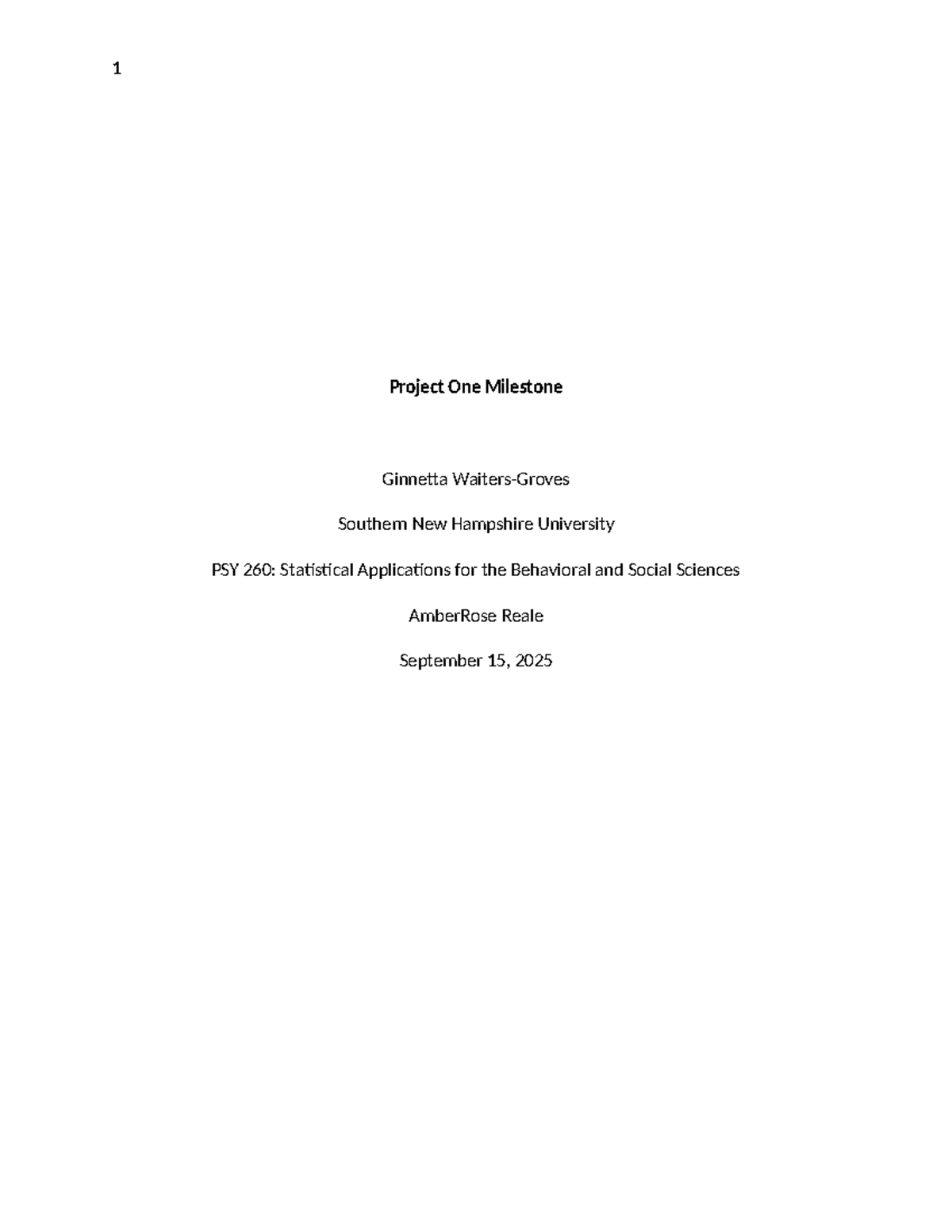 PSY 260 Project One Milestone: Scales of Measurement & Statistics - Studocu