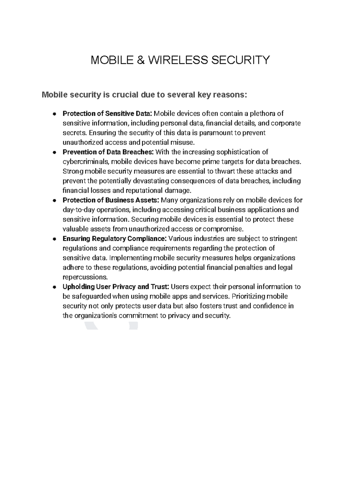 Mobile Security: Key Threats and Best Practices for Protection - Studocu