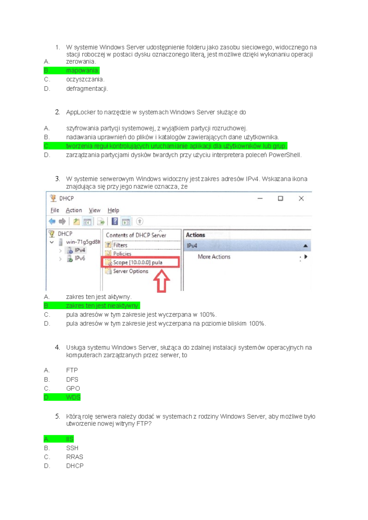 Pytania do egzaminu z Windows Server - Ucz się (WSSERVER 101) - Studocu