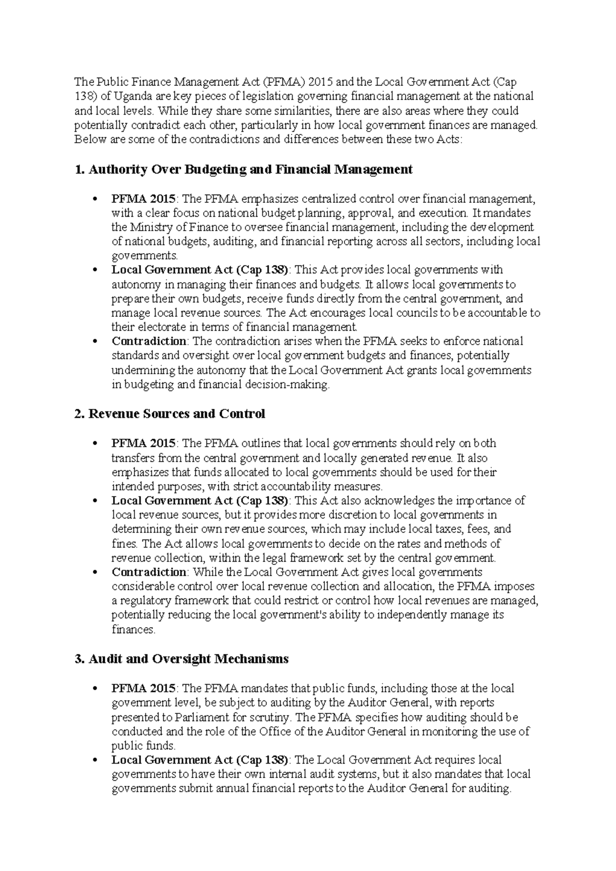 Public Finance Management ACT - While they share some similarities ...