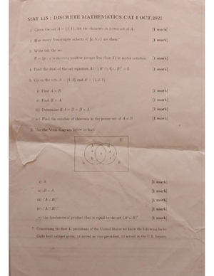 [Solved] 1 Compute 14113 - Discrete Mathematics I (MAT 115) - Studocu