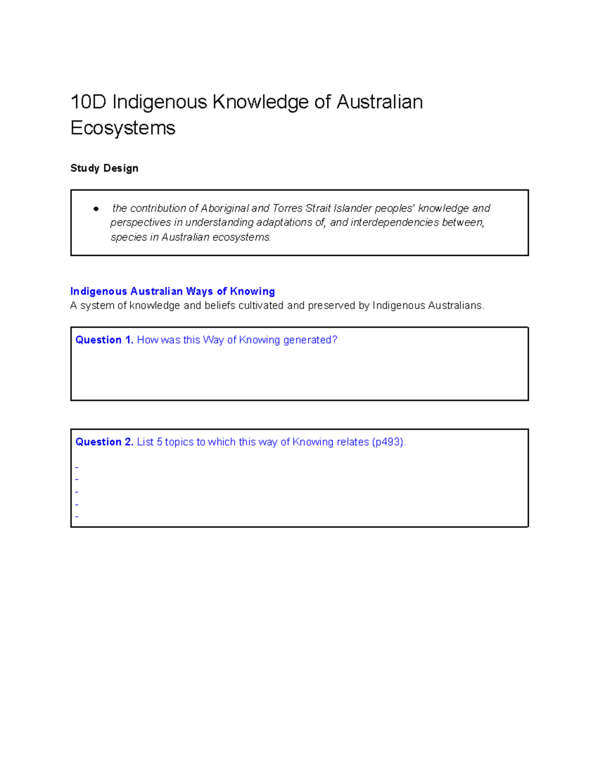 10D Indigenous Knowledge & Ecosystems: Summary & Insights - Studocu
