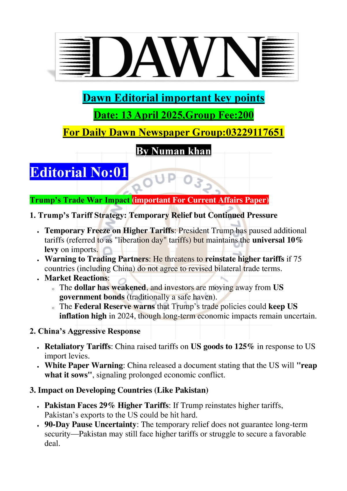 13 April Dawn Editorial important key points 2025 - Dawn Editorial ...