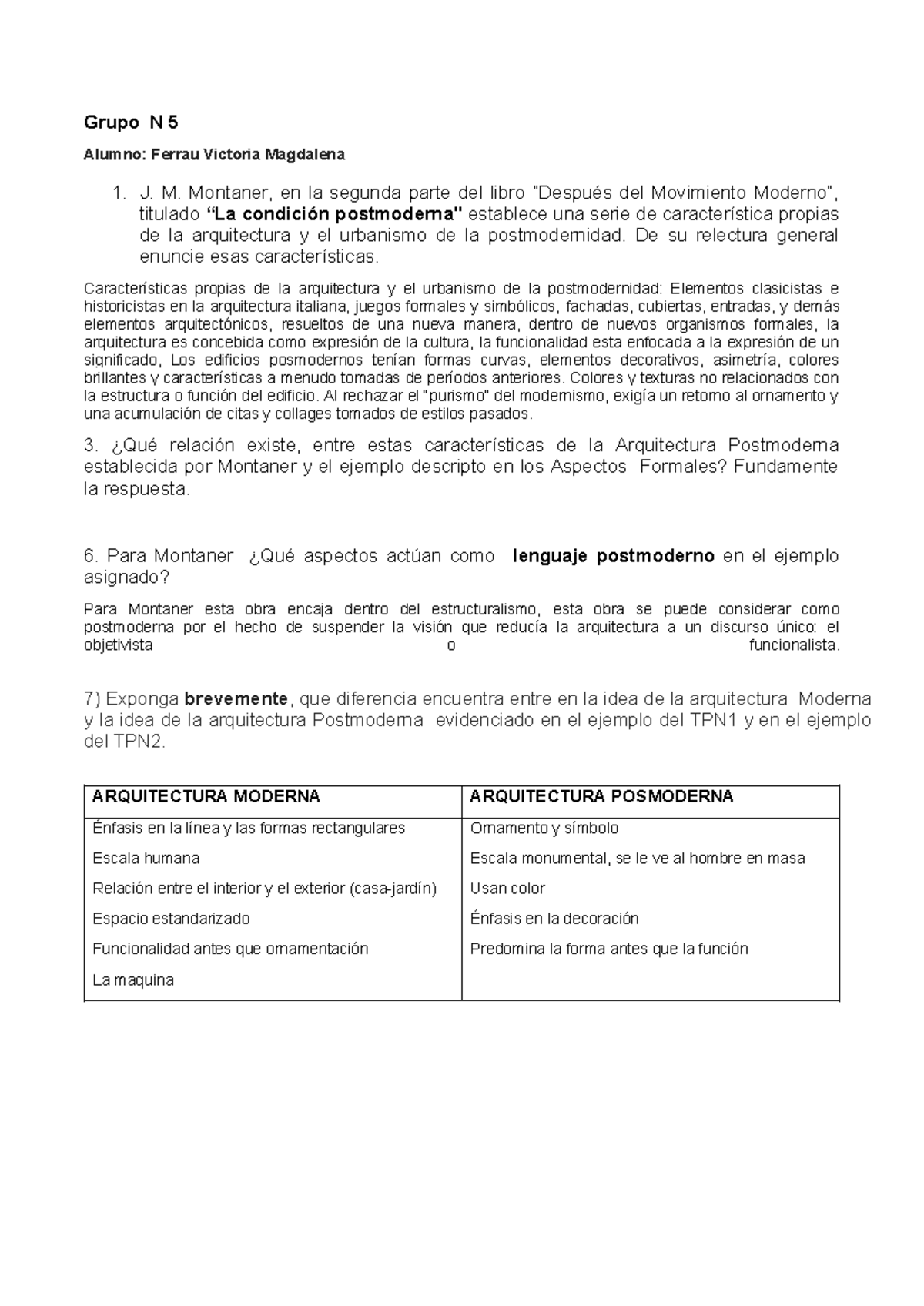 Anexo III Vic - Apuntes sobre Arquitectura Postmoderna y Montaner - Studocu