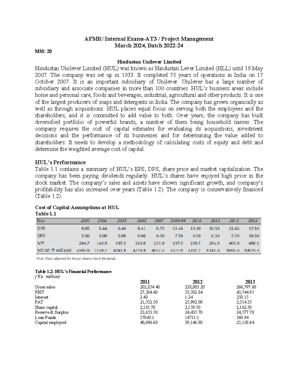 Project management AT3 - AFMR/ Internal Exams-AT3 / Project Management ...